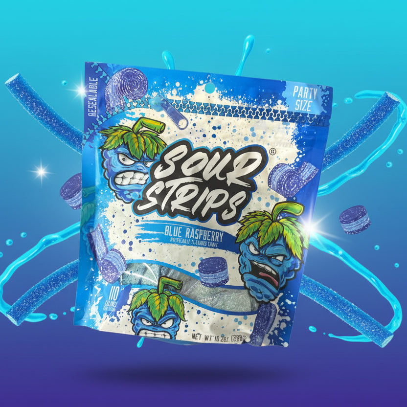 Sour Strips Blue Raspberry Family Size – Le Shack à Snack