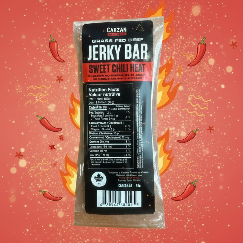 Carzan Grass Fed Beef Jerky - Sweet Chili Heat Jerky Bar – Le Shack à Snack