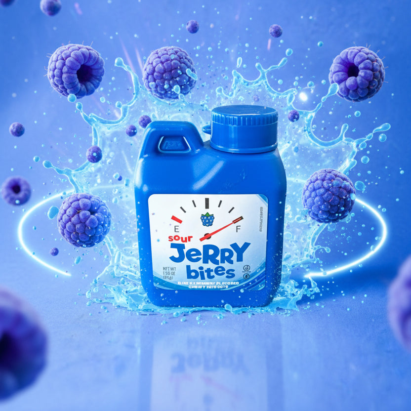 Jerry bites blue raspberry – Le Shack à Snack